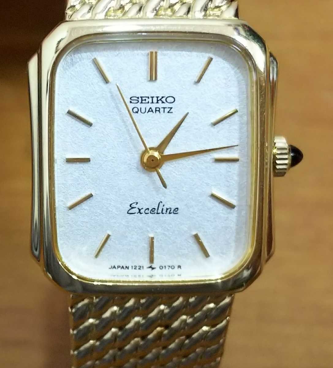 SEIKO セイコー EXCELINE エクセリーヌ クォーツ 3針 ゴールドSGP リューズ操作OK 現在不動 1221-5090 RO ...
